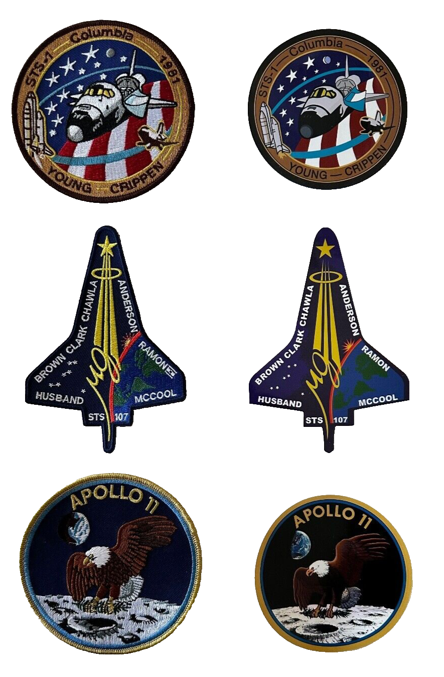 NASA...Columbia Last Flight... STS-1 Shuttle...Apollo 11 .. Patches ...