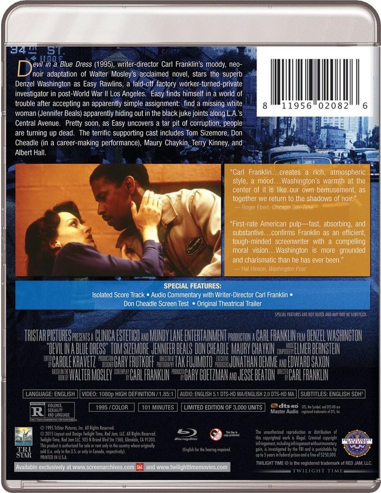 Devil in a Blue Dress BluRay (1995 Carl Franklin) OOP Denzel Washington ...