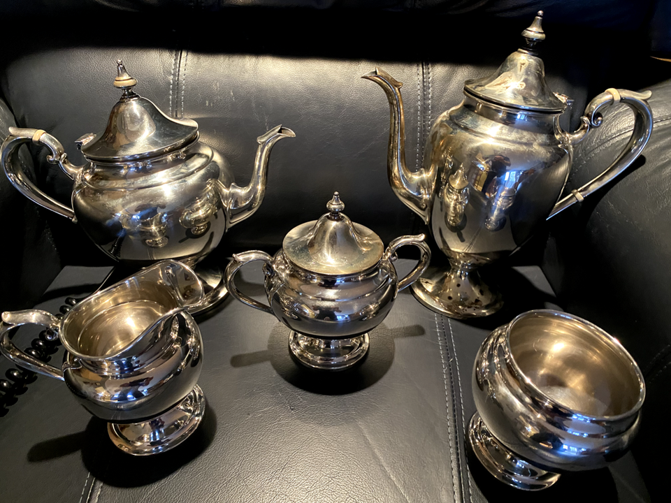 GORHAM PURITAN 5 PIECE TEA SET STERLING SILVER SET GREAT SHAPE SERIES ...
