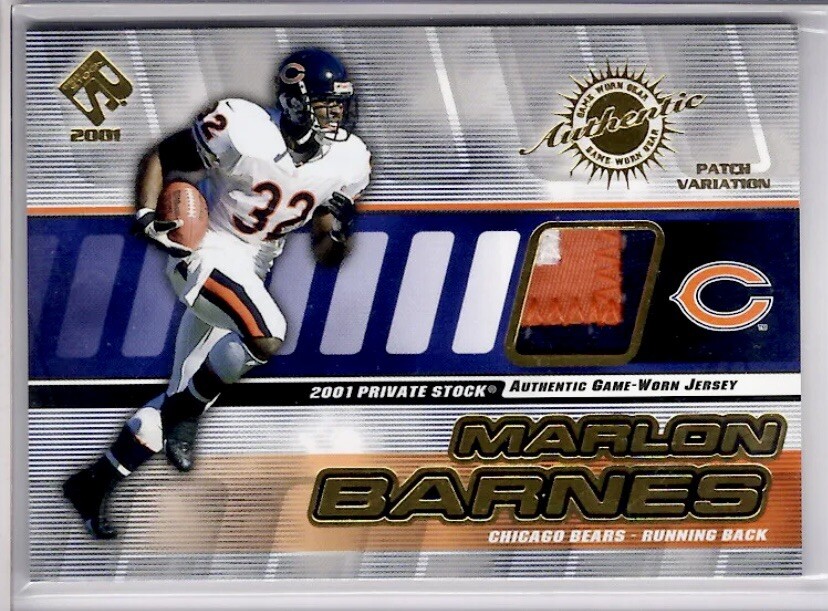 2001 PACIFIC PRIVATE STOCK MARLON BARNES NFL GAME-WORN PATCH RELIC #251 ...