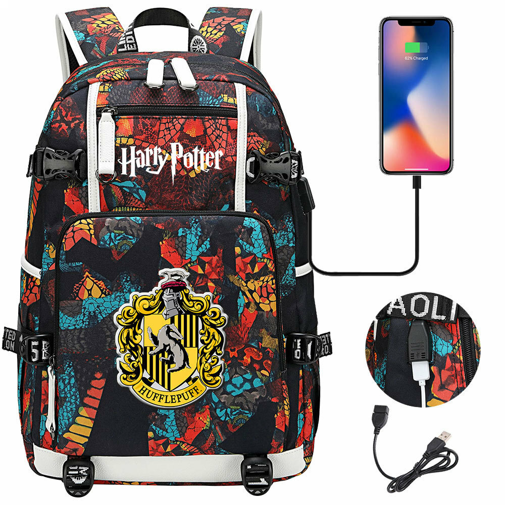 Harry Potter Hufflepuff USB Knapsack Teenager Travel Backpack Unisex ...