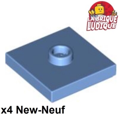Lego 4x Plate Modified 2x2 Groove & 1 Stud in Center Blue Medium 87580 ...