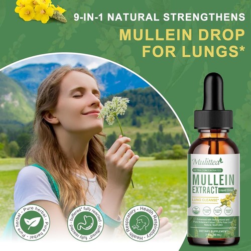 2 PACK Mullein Drops for Lungs, Detox and Cleanse Mullein Extract ...