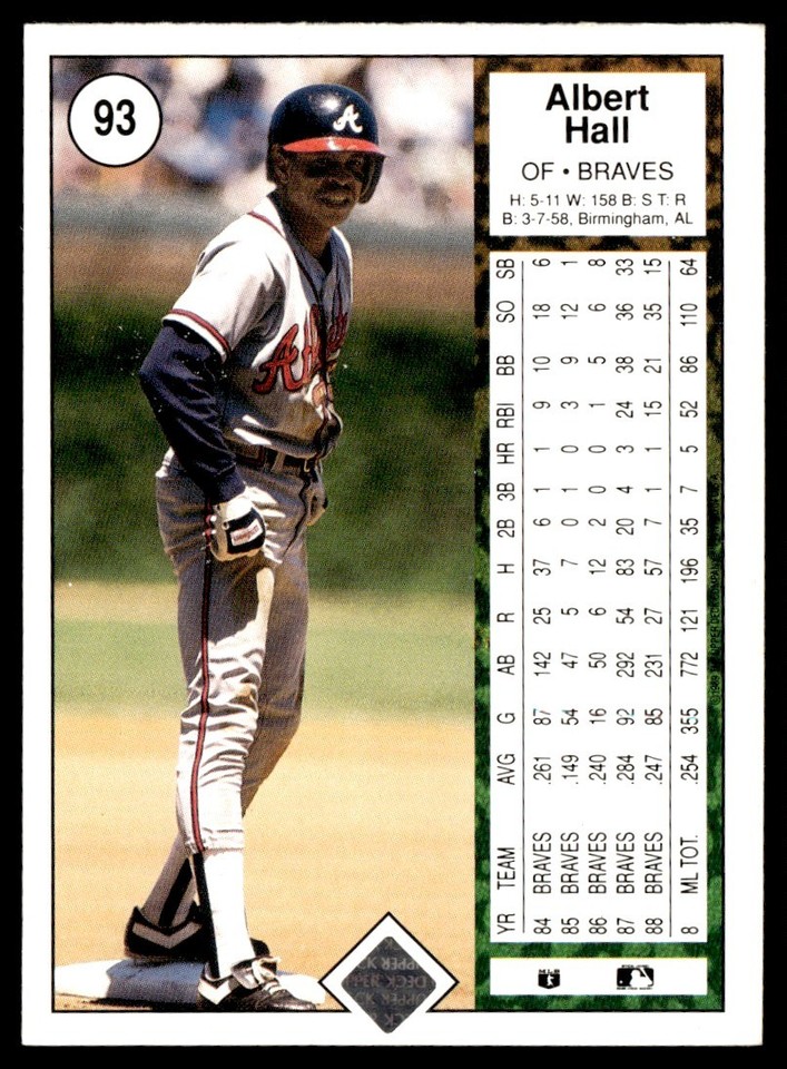 1989 Upper Deck Albert Hall Atlanta Braves #93 | eBay