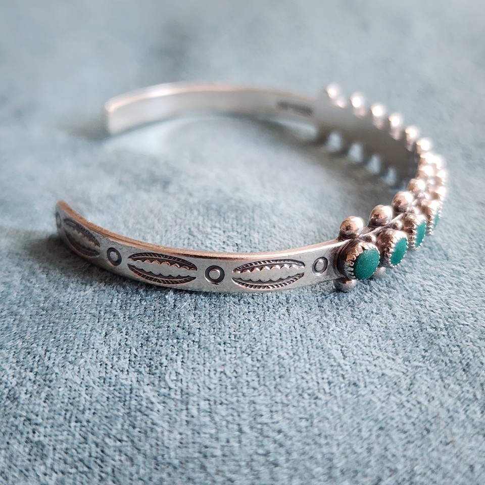 Vintage Native American Zuni Snake Eyes Turquoise Sterling Silver Cuff ...