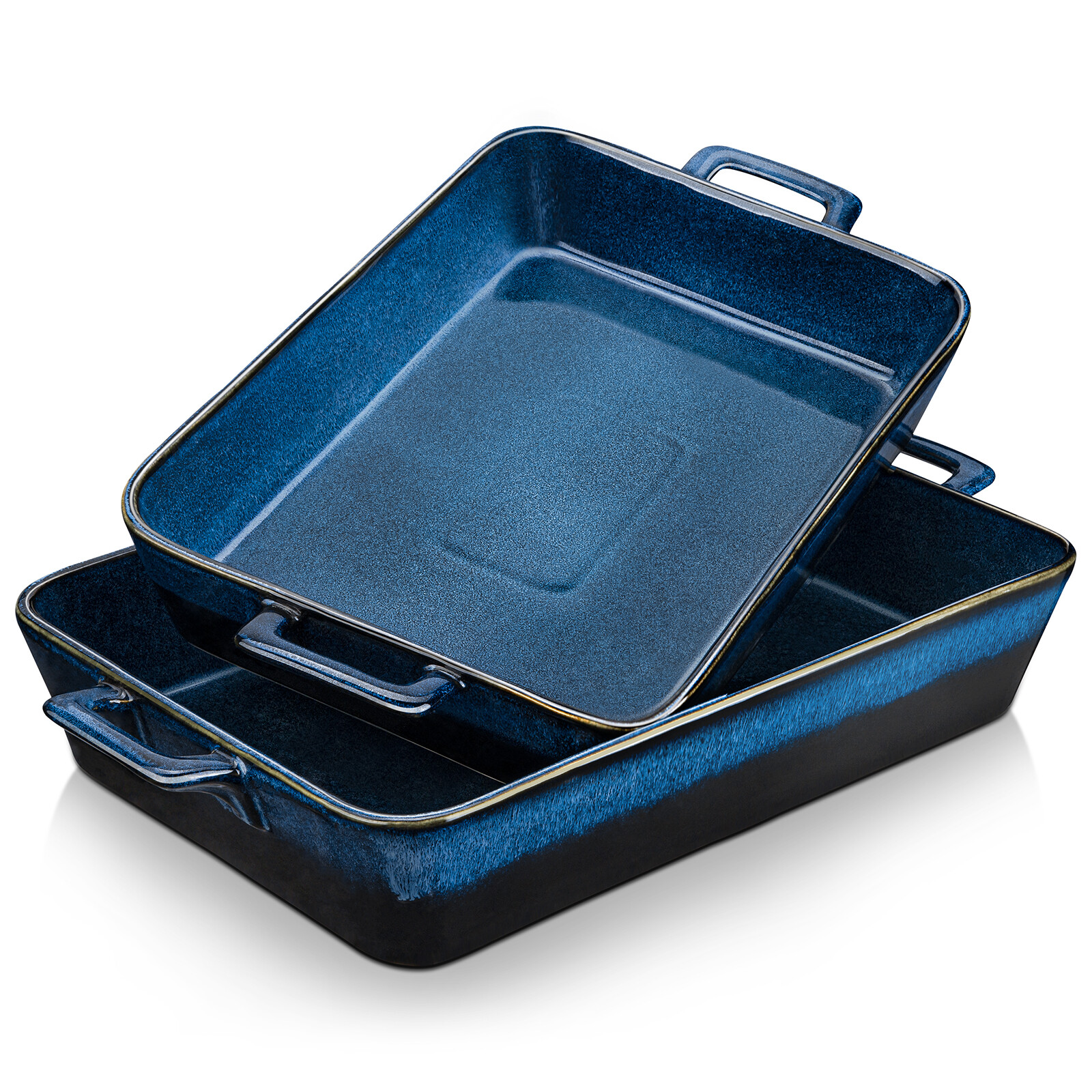 vancasso Blue Baking Dishes Rectangular Baking Pans Stoneware Bakeware ...