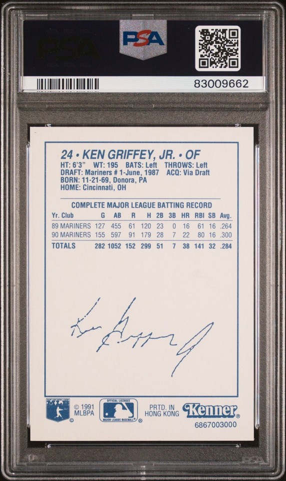 1991 KENNER STARTING LINEUP KEN GRIFFEY JR. BATTING PSA 8 | eBay