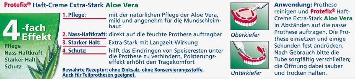 Protefix Haftcreme mit Aloe Vera Extra Starker Halt für Zahnprothesen ...