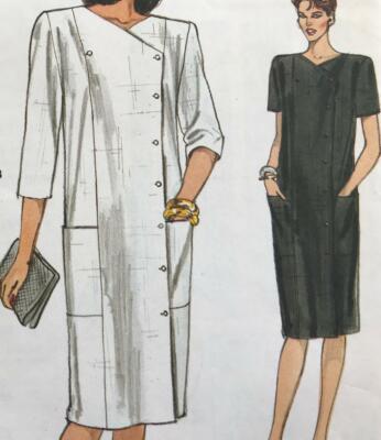 Vtg VOGUE Sew Pattern 8637~Chic Summer DRESS~loose-fit+double breasted ...