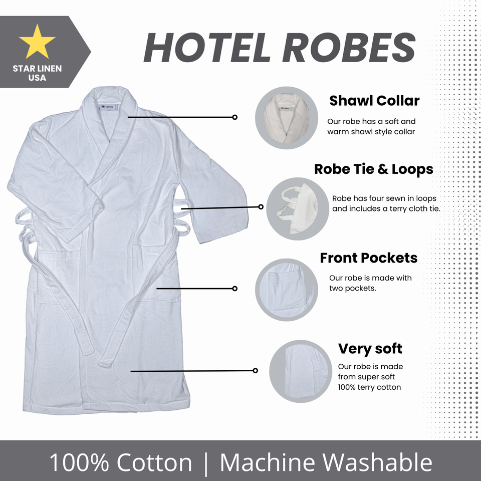 100% Cotton Bathrobe Unisex | 48x63 Plush Velour Robe | Shawl Collar ...
