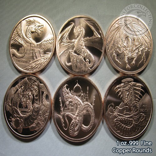 "World of Dragon" Set of 6 1 oz .999 Copper Rounds - LIMITED 6 Rounds ...