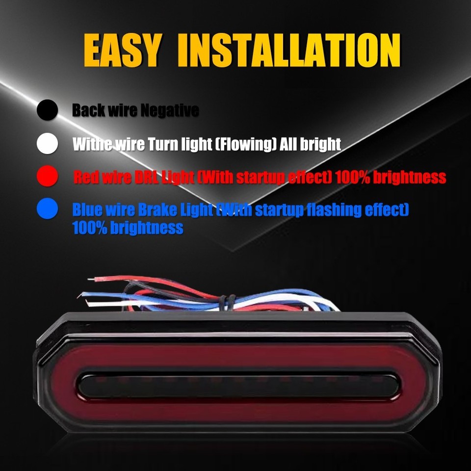 2x Red/Amber 5" Oval LED Truck Trailer Stop Turn Tail Brake Lights ...