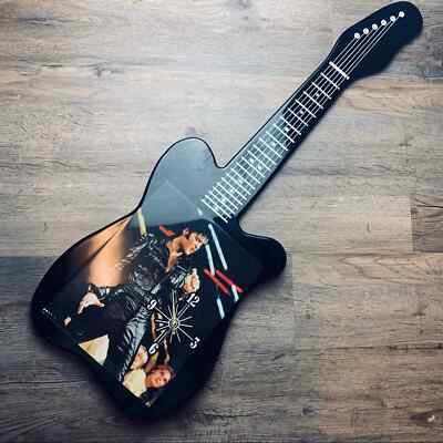 Vintage Elvis Presley King Lives Guitar Shaped Clock Wood Lacquered 32 ...
