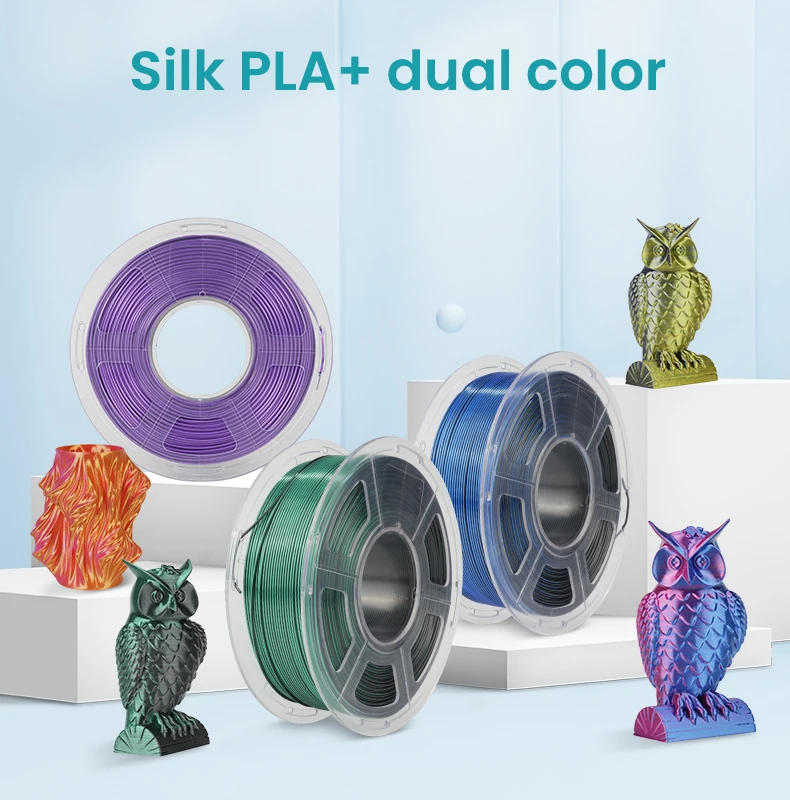 SUNLU 1.75MM Dual Color Shiny PLA+ Filament Silk Red Blue 1KG Spool (2 ...
