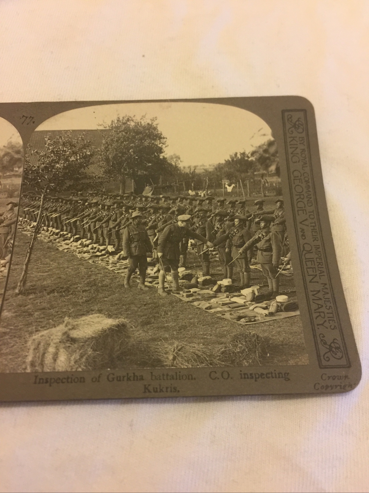 WW1 Stereoscope View Card Photo Gurkha Battalion Field Inspection ...