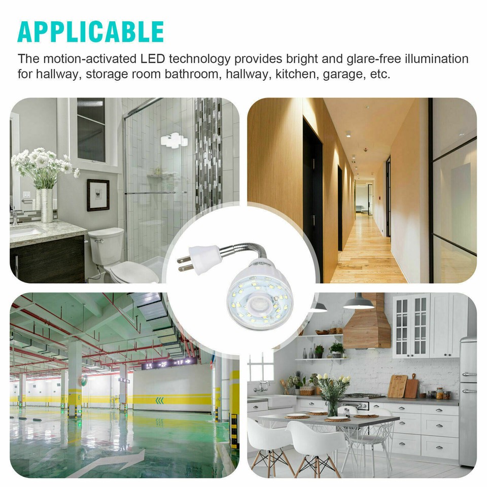 Motion Activated LED Sensor Night Light Plug-in Bathroom Kids Wall ...
