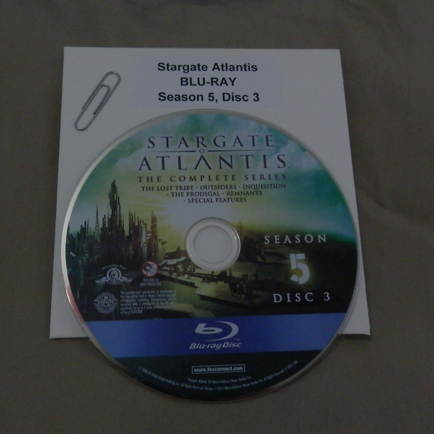(1) NEW Blu-Ray Stargate Atlantis Season 5 Disc 3 Replacement DVD ...