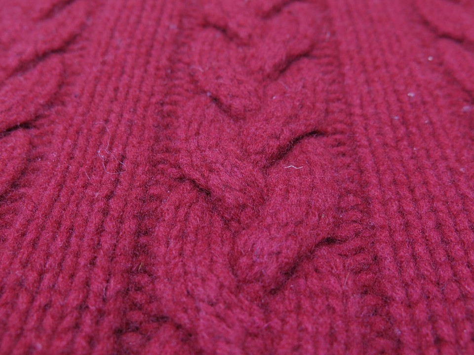 Polo Ralph Lauren Mens Red Wool Linen Elbow Patch Cable-Knit Crewneck ...