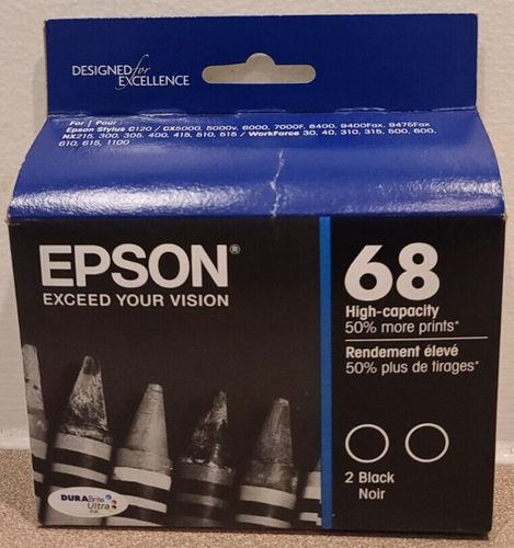 Original Genuine Epson 68 T06812D2 High Capacity Ink Cartridge 2-Pack ...