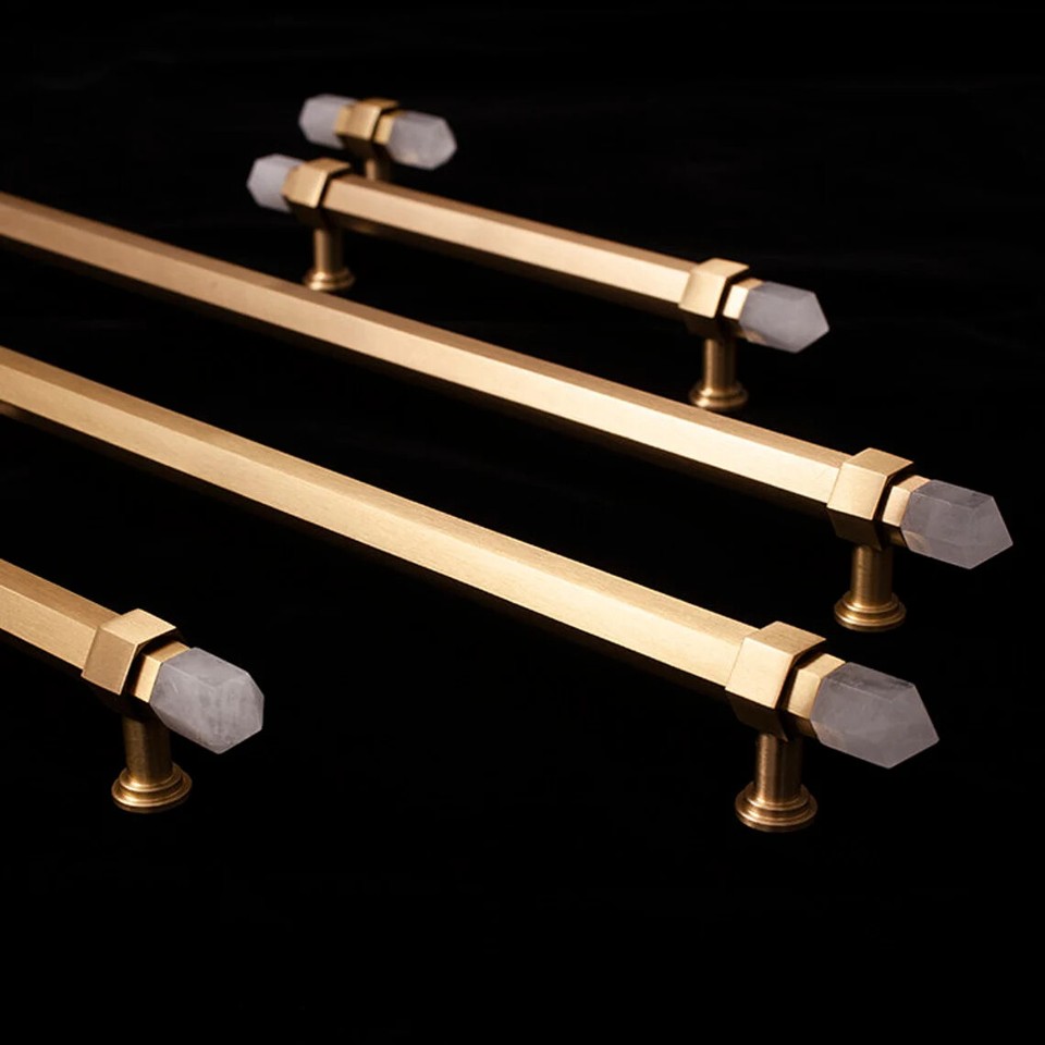 Brass&Crystal Pull Handle Nordic Cabinet Light Luxury Pure Brass Drawer ...