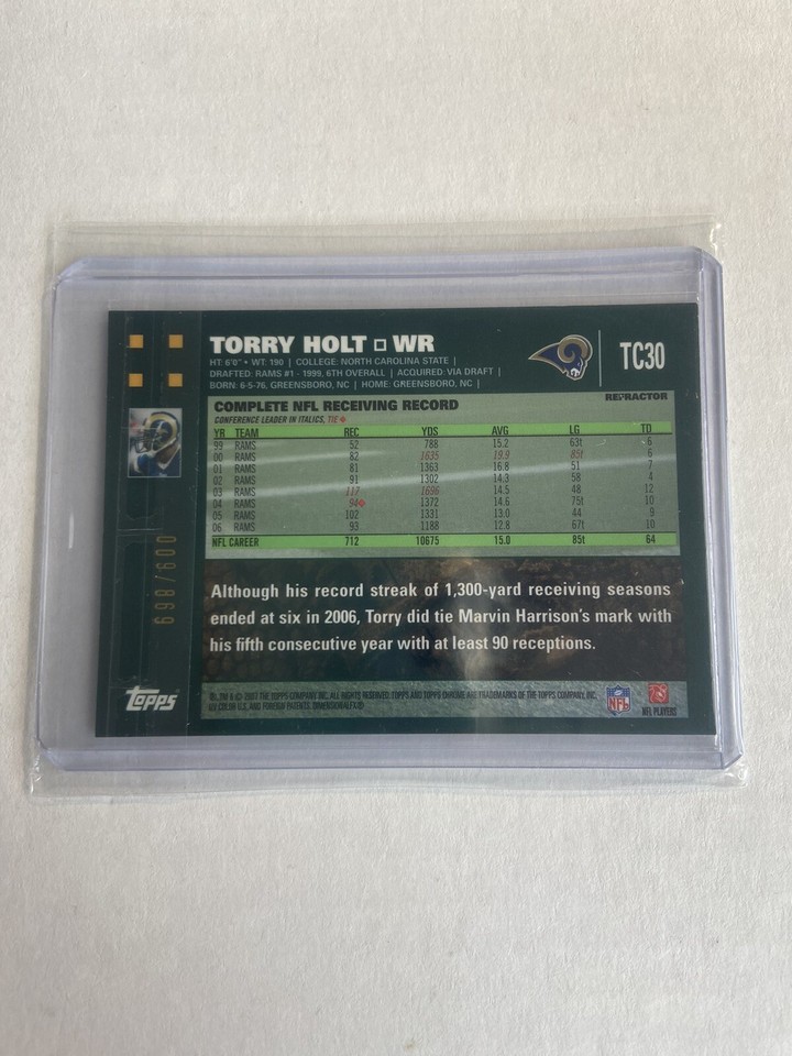 2007 Topps Chrome Football Torry Holt White Refractor /869 SP | eBay