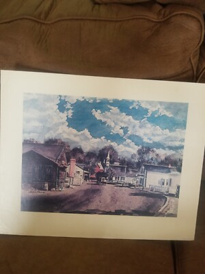 Midday In the village By James Colway 1978 poster on board 19 x 15" | eBay