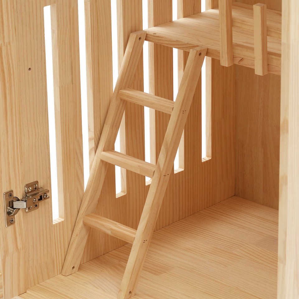 Catio Cage with Ramp and Covered Cat House Kit Wooden Indoor Cat ...