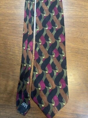 Zigguarat Silk Tie by Mulberry Neckware 60 inch multi color green black ...