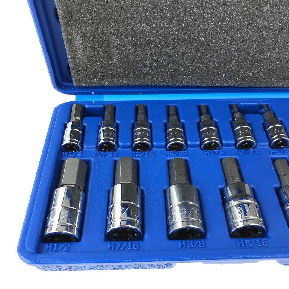 13pc SAE Allen Hex Socket Bit Set HD Wrench Ratchet 1/4" 3/8" 1/2" DR Drive | eBay