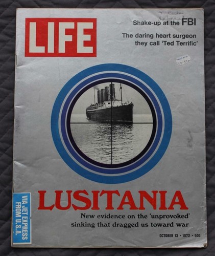 CUNARD LINE RMS LUSITANIA LIFE MAGAZINE OCTOBER 1972 | eBay