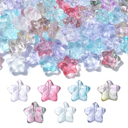 100x Lampwork Glass Star with Bowknot Loose Spacer Beads for Jewelry ...