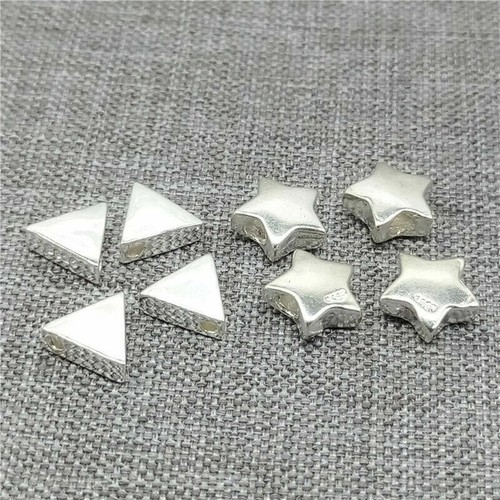 4pcs of 925 Sterling Silver Shiny Triangle Star Beads Bracelet Spacer ...