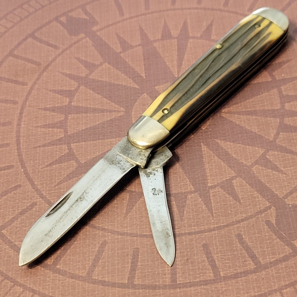 SWELL END JACK Knife WINTER BOTTOM Grooved Handles Vintage Folder | eBay