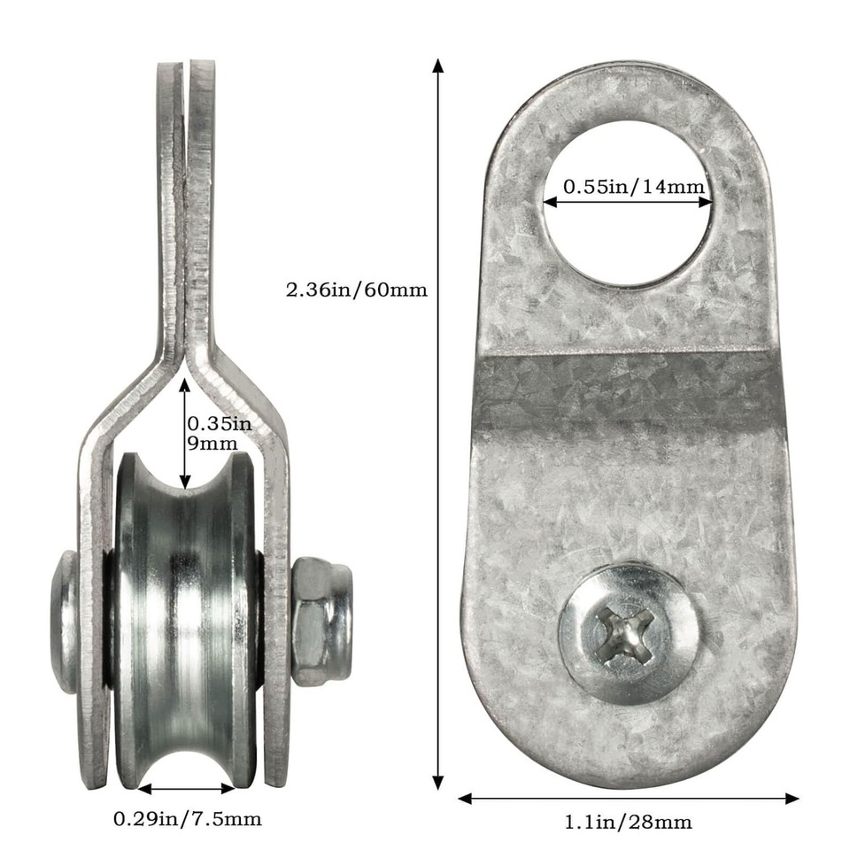 4 Pack Small Snatch Cable Pulley Block for 6mm / 0.23 Inch Wire Rope ...