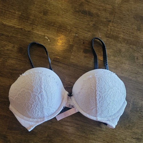 Victoria Secret Bra 32D Dream Angels lace Lined Demi Push Up Padded ...