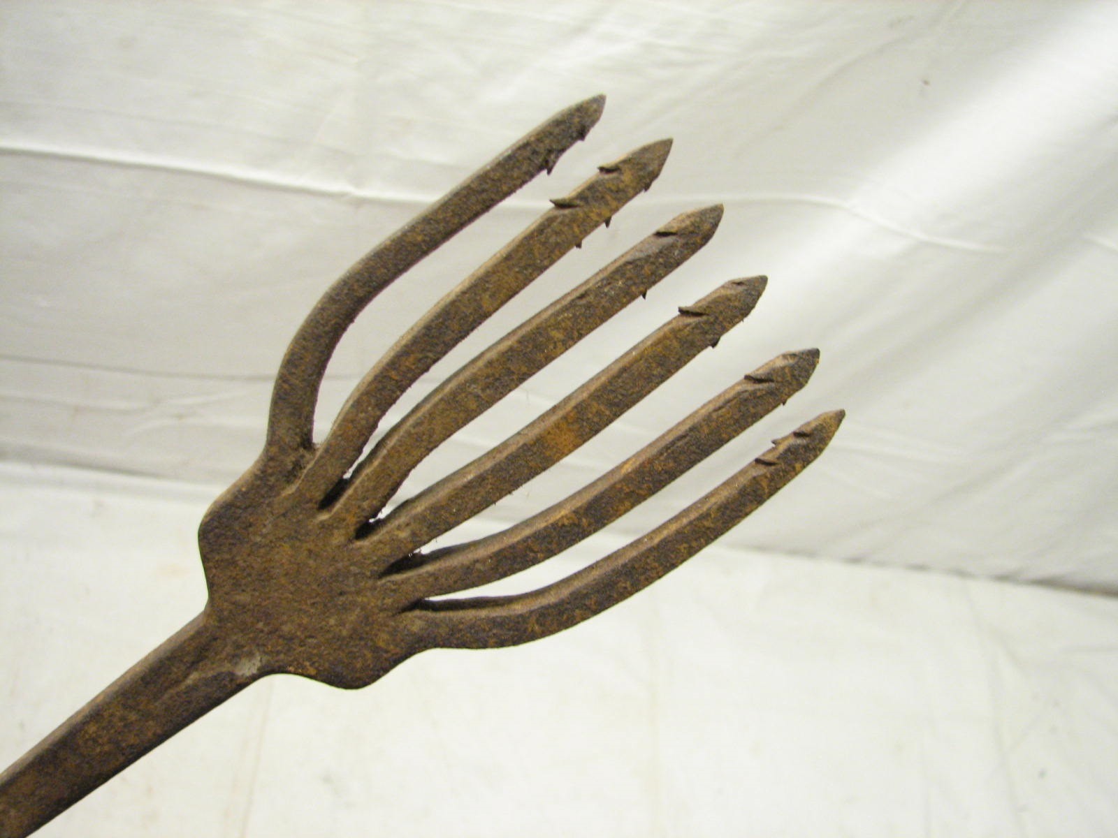 Antique 6-Tine Fish Eel Frog Gig Tool Spear Head Hand Forged Fishing ...
