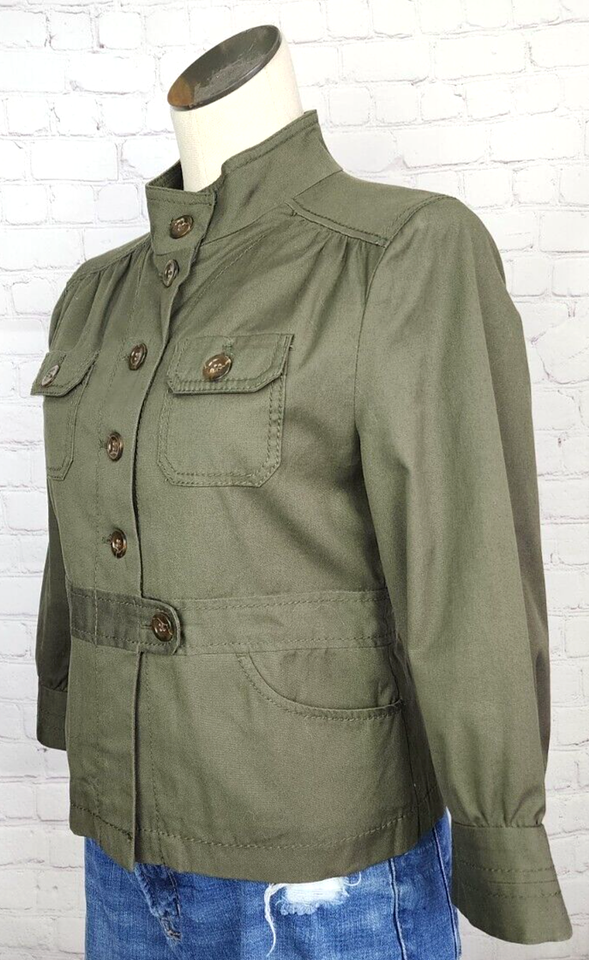 Old Navy Military Short Jacket Army Green Long Sleeve Button Up Lined ...