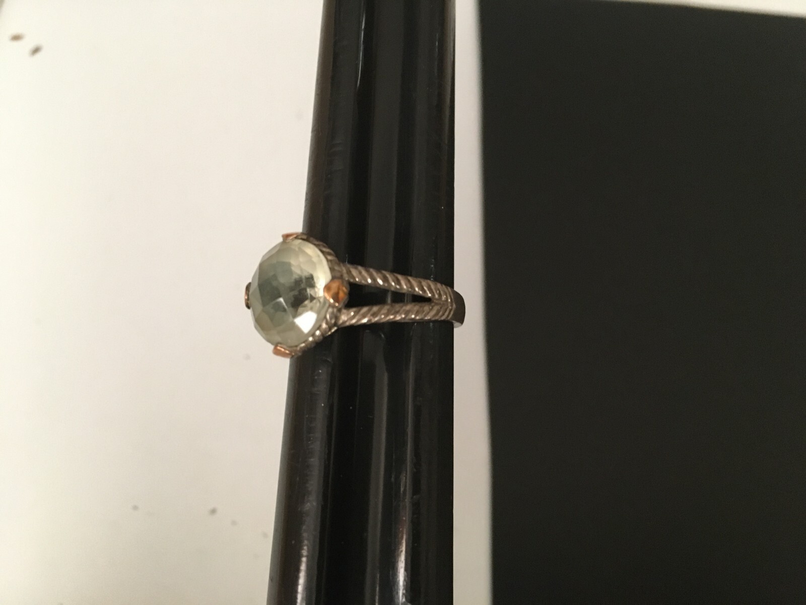 Vtg Ring MARKED 14K GOLD MC 925 STERLING SILVER Size 7 Aquamarine Band ...