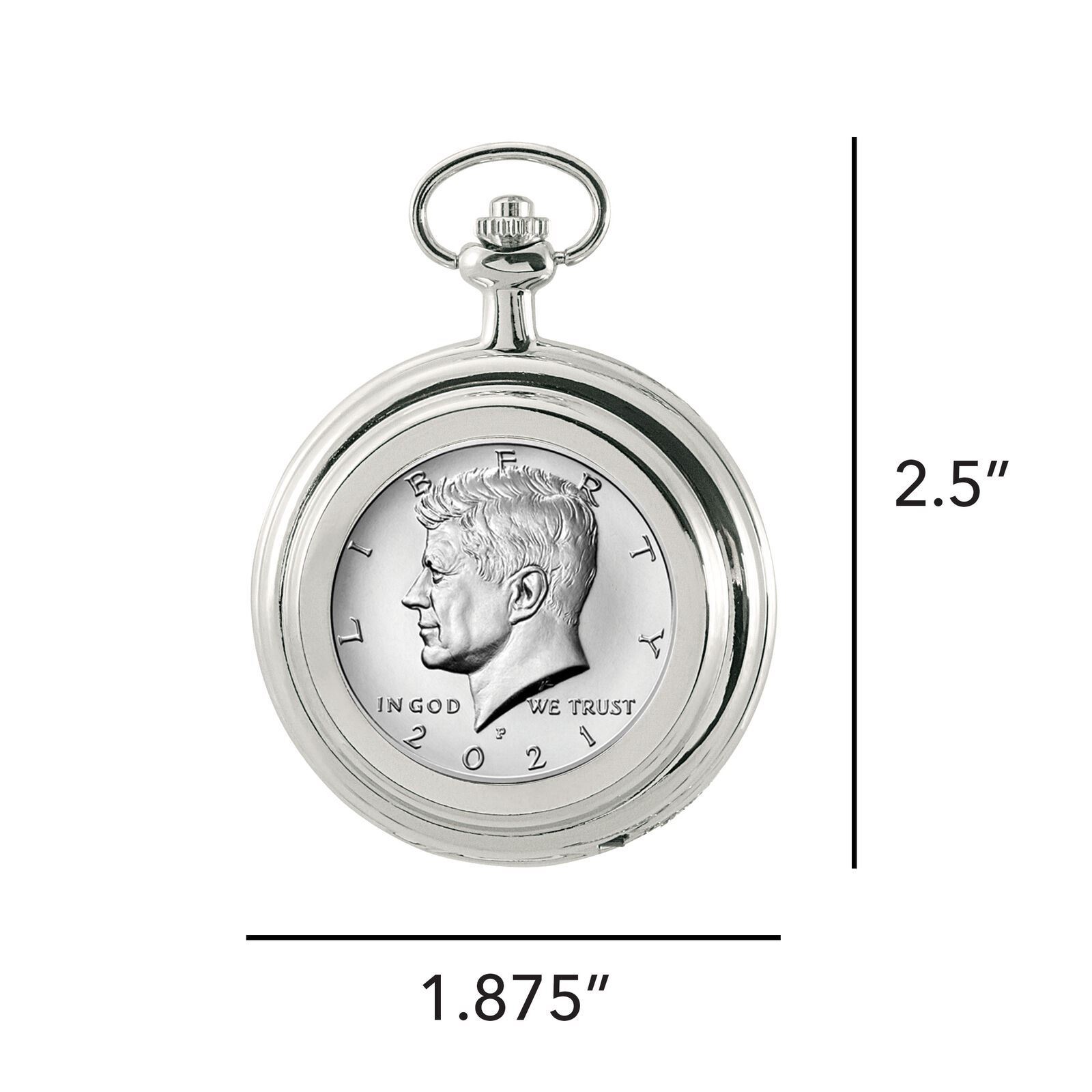 Glassed Dome with Pine Wood Base JFK Half Dollar Coin Pocket Watch ...