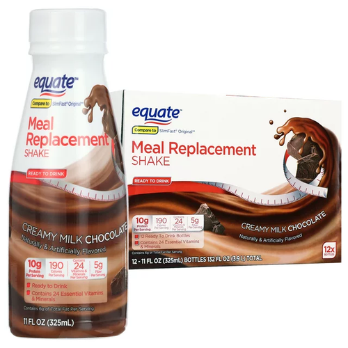 Equate Meal Replacement Shake, Creamy Milk Chocolate, 11 fl oz, 12 Ct ...