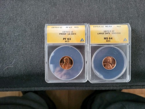 1970 S Large date 1DO-016 MS64 Red & 1970 S PROOF Large Date MS 63 Red ...