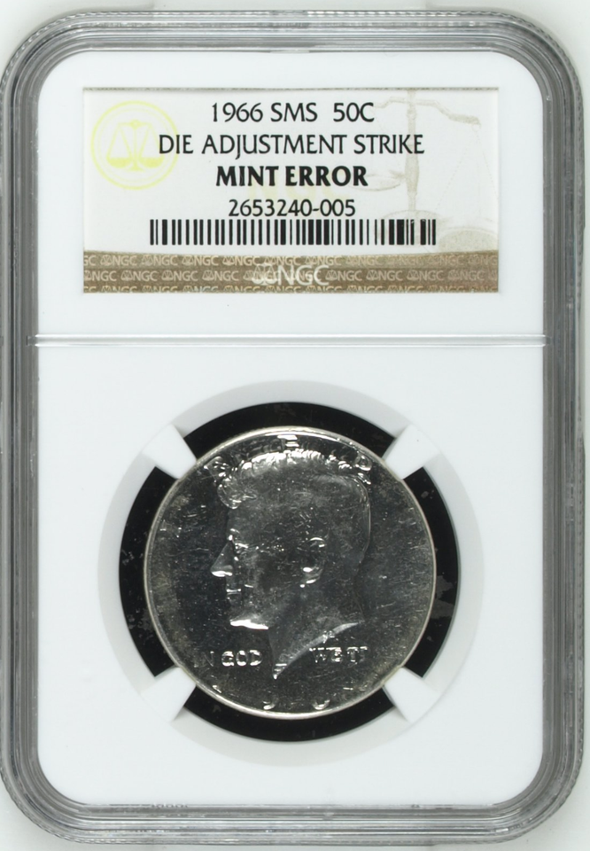 1966 SMS NGC Test Coin Silver Die Adjustment Strike SMS Kennedy Half ...