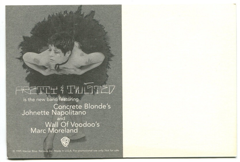 VINTAGE PRETTY & TWISTED PROMO POSTCARD 1995 Johnette Napolitano Marc ...