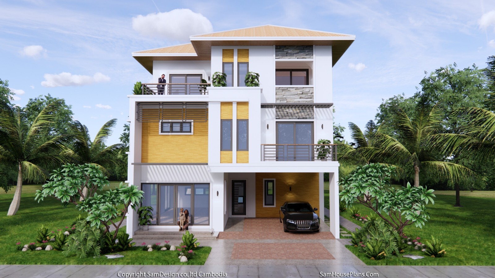 33x30 Feet House Design Plan 10x9 Meter 5 Beds 4 Baths Hip Roof (A4 ...