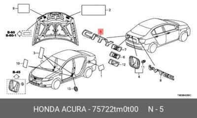 Genuine OE Emblem Name Plate Plastic 75722TM0T00 for Honda 75722-TM0T00 ...