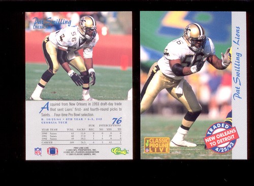 1993 Classic Pro Line Live PAT SWILLING Detroit Lions New Orleans ...