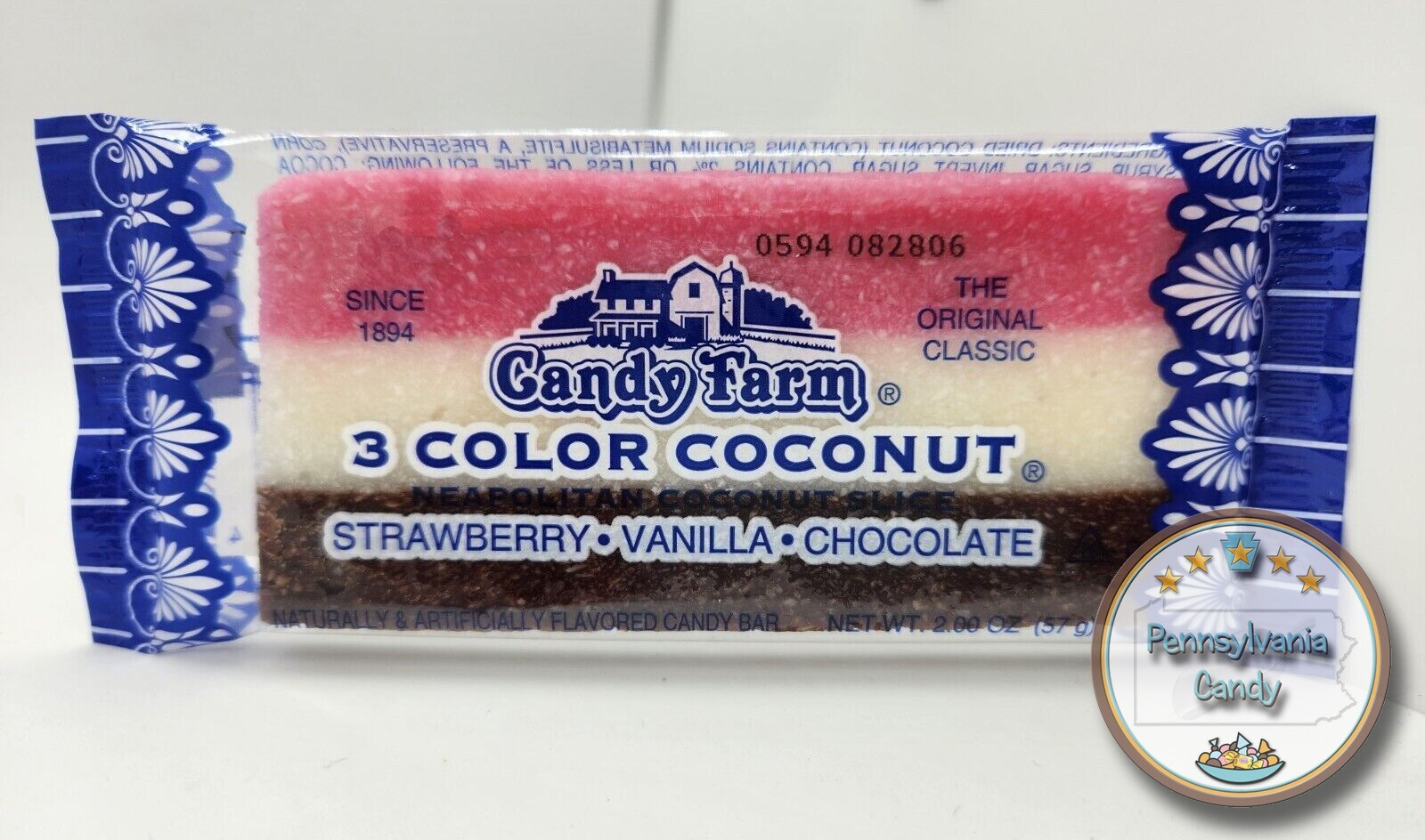 Candy Farm 12 Bars NEAPOLITAN COCONUT SLICES 3 Color Rainbow "Bacon" BB ...