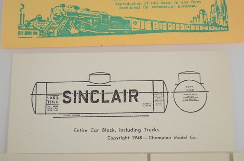 Champ HO Sinclair Oil Tank Car Decal Set - HT-181 | eBay