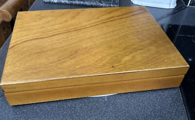Vintage EMPTY Cutlery Canteen Box Light Medium Wood Brown Velour ...