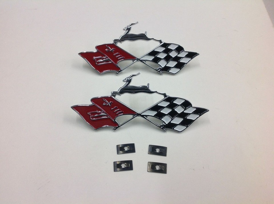 61 1961 Chevy Impala Rear Side Quarter Panel Trim Emblem Cross Flags | eBay